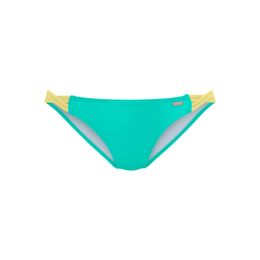 Venice Beach Damen Bikini-Hose "Anna", gr&uuml;n, Gr. 36, kontrastfarbene Details, unifarben, Microfaser, Polyamid, Badehosen, mit geflochtenen B&auml;ndern