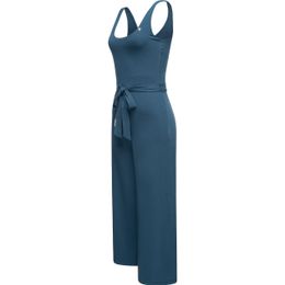Ragwear Damen Jumpsuit "Lisseta", blau, Gr. XL, Material: 48% Baumwolle, 47% Viskose, 5% Elasthan, Overalls, Langer Damen Overall mit Bindeg&uuml;rtel