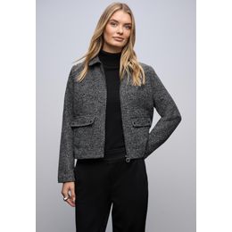 Street One Damen Kurzjackeschwarz, Gr. 46, unifarben, Stoff, 75% Polyester, 25% Baumwolle, Jacken, mit Elastiksaum