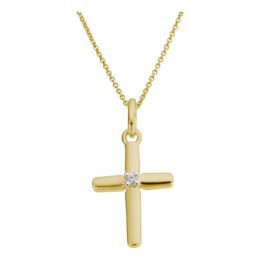 Firetti Damen Kettenanh&auml;nger "Schmuck Geschenk Gold 333 Halsschmuck Anh&auml;nger Kreuz", 0,01 P2 = erkennbare Einschl&uuml;sse, Diamanten Gelbgold 333, 0,53