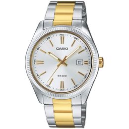 Damen Quarzuhr, silber, CASIO TIMELESS COLLECTION, Armbanduhren, Armbanduhr, Herrenuhr, Damenuhr, Datum, Edelstahlarmband, Neo-Display