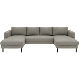 Wohnlandschaft Trendmanufaktur, B:305cm H:81cm T:161cmgrau, Sofas, "Amazing II, wahlw. mit Schlaffunktion & Bettkasten, Fu&szlig; schwarz", Sofa in U-Form,