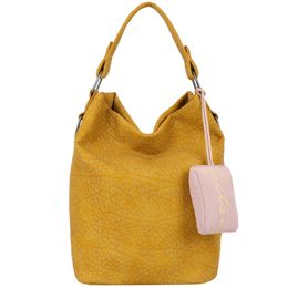 Damen Schultertasche "Ella Hobo", Fritzi aus Preussengelb, Polyurethan (PU), unifarben, Taschen, mit tollem Anh&auml;nger und kerniger Materialstruktur