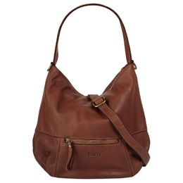 FORTY Damen Shopper, braun, Leder, leicht gl&auml;nzend, unifarben, Taschen, echt Leder, Made in Italy