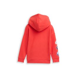 Tom Tailor Jungen Hoodie, rot, Gr. 104, bedruckt, Sweatware, Obermaterial: 70% Baumwolle, 30% Polyester, Sweatshirts, mit Elch-Frontprint und