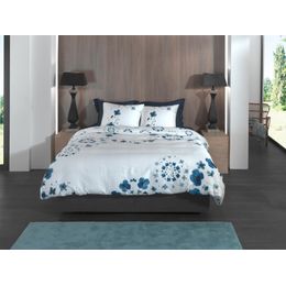 Bettw&auml;sche HECKETT & LANE, blau, Mako-Satin, Obermaterial: 100% Baumwolle, Bettw&auml;sche, "Heckettlane Bettw&auml;sche Zoe", Bettw&auml;sche aus 100% Baumwolle,