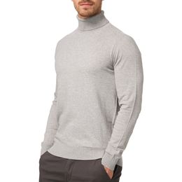 INDICODE Herren Rollkragenpullover "INBurns", grau, Gr. S, meliert, unifarben, Strick, Obermaterial: 80% Baumwolle, 20% Polyester, Pullover