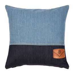 Dekokissen Pad, B:45cm L:45cm, blau, Baumwolle, Dekokissen_Sitzkissen_Kissenh&uuml;llen, "JEANS", Made in Europe, Kissenh&uuml;lle ohne F&uuml;llung, 1 St&uuml;ck