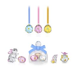 Swarovski Dekoh&auml;nger "Kristallfigur Sammelfigur Multipack IDYLLIA"blau, rosa, gelb, gr&uuml;n, gelbgoldfarben, Baumwolle, Kristallglas, Metall,