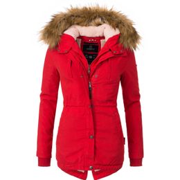 Marikoo Damen Wintermantel "Akira", rot, Gr. S, kontrastfarbene Details, Obermaterial: 90% Polyester, 10% Nylon; Futter: 100% Polyester; Wattierung: