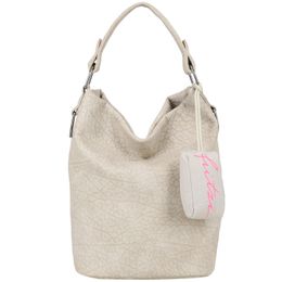 Damen Schultertasche "Ella Hobo", Fritzi aus Preussenbeige, Polyurethan (PU), unifarben, Taschen, mit tollem Anh&auml;nger und kerniger Materialstruktur