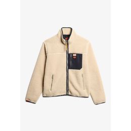 Superdry Herren Fleecejacke "VINTAGE RETRO FULL ZIP FLEECE", wei&szlig;, Gr. S, unifarben mit Farbeins&auml;tzen, Fleece, Obermaterial: 100% Polyester, Jacken,