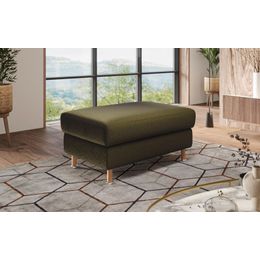 Polsterhocker Home Affaire, B:100cm H:48cm T:65cm, gr&uuml;n, 100%Polyester, Hocker, "Calypso", Holzfuesse mit Metallteller