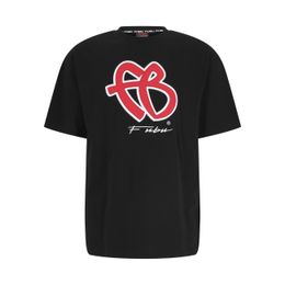 Fubu Damen T-Shirt "Fubu FBMQ320071 BLK Fubu FB Classic T-Shirt"schwarz, rot, wei&szlig;, Gr. XXS, bedruckt, 100% Baumwolle, Shirts