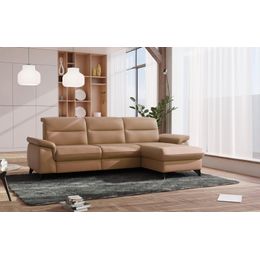 Sit & More Ecksofa SIT & MORE, B:260cm H:91cm T:175cm, braun, 100% Polyester, Wohnzimmer, Sofas, "Astoria L-Form", wahlweise mit motorischer Relaxfunktion