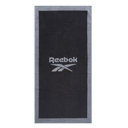 Strandtuch Reebok, B:70cm L:140cm, schwarz, Frotteevelours, Baumwolle, Handt&uuml;cher, "Prague", mit Logoschriftzug