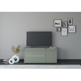 Lowboard, B:137cm H:63cm T:42cmolivgr&uuml;n matt lack, glas olivgr&uuml;n glanz, SET ONE BY Musterring, Glas, Holzwerkstoff, Wohnzimmer, Sideboards, "Reno",