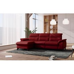 Sit & More Ecksofa SIT & MORE, B:260cm H:91cm T:175cm, rot, 100% Polyester, Wohnzimmer, Sofas, "Astoria L-Form", wahlweise mit motorischer Relaxfunktion