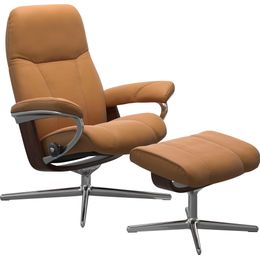Relaxsessel stressless, B:78cm H:97cm T:70cm, braun, Wohnzimmer, Sessel, "Consul", mit Cross Base, Gr&ouml;&szlig;e S, M & L, Holzakzent Braun