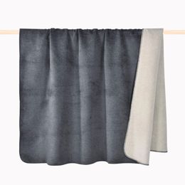 Wohndecke Pad, B:150cm L:200cm, grau, Mischgewebe, Wohndecken, "Hobart", Made in Europe, Wendefunktion, Uni Farben, 150x200 cm