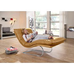 Relaxliege W.Schillig, B:95cm H:91cm T:170cm, gelb, Longlife Xtra-Leder Z69: Das feinnarbige, gedeckte Softleder Z69 besticht durch seine