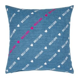 Dekokissen Pad, B:50cm L:50cm, blau, Baumwolle, Dekokissen_Sitzkissen_Kissenh&uuml;llen, "BULLI LOVE", Made in Europe, Kissenh&uuml;lle ohne F&uuml;llung, 1 St&uuml;ck