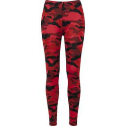 Leggings Urban Classics "Urban Classics Damen Ladies Camo Leggings", Damen, Gr. S, US-Gr&ouml;&szlig;en, rot camo, 91% Polyester, 9% Elasthan, skinny fit, Hosen Leggings