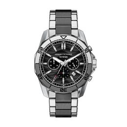 Armani Exchange Herren Chronographanthrazit, edelstahlfarben, Armbanduhren, Quarzuhr, Armbanduhr, Herrenuhr, Edelstahlarmband, analog, Tag