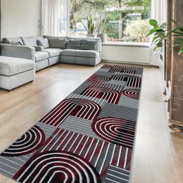 Teppich OTTO HOME, B:80cm H:8mm L:400cm, rot, Kunstfaser, Wohnzimmer, Teppiche, "Lysandra", 3D-Effekt, softer Kurzflor, pflegeleicht, leichter Glanz,