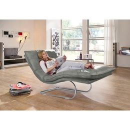 Relaxliege W.Schillig, B:95cm H:91cm T:170cm, grau, Stoff S37 (100% Polyester), Wohnzimmer, Sofas, "daily dreams", in Waffelkissen-Optik, wahlweise