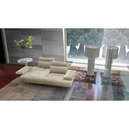 3-Sitzer Calia italia, B:208cm H:90cm T:113cm, beige, Mikrofaser mit Nubuk Optik (100% Polyester), Sofas, "Toby Wing, 208 cm breit, Designsofa mit
