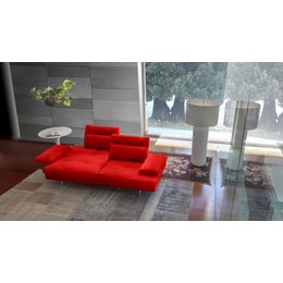 3-Sitzer Calia italia, B:208cm H:90cm T:113cm, rot, Mikrofaser mit Nubuk Optik (100% Polyester), Sofas, "Toby Wing, 208 cm breit, Designsofa mit