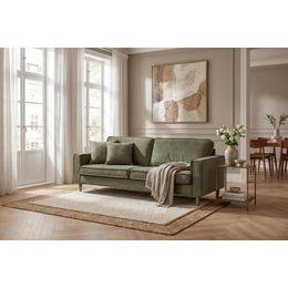 3-Sitzer Home Affaire "Pinto Skandi,Maxi-Ausf&uuml;hrung, 236 cm, Chenille, Struktur", gr&uuml;n, B:236cm H:89cm T:97cm, 100% Polyester, Sofas, mit Keder, Massivholzf&uuml;&szlig;e Eiche ger&auml;uchert, Wellenunterfederung