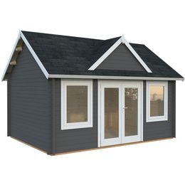 Gartenhaus Palmako "Claudia", grau (dunkelgrau, wei&szlig;), Fu&szlig;boden im Gartenhaus, ohne Dacheindeckung, Massivholz, Gartenh&auml;user, Gartenhaus, verschiedene Farben