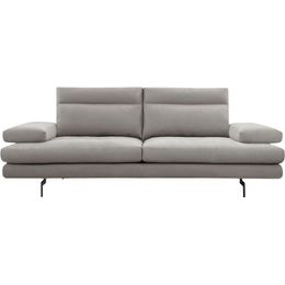 3,5-Sitzer Calia italia, B:228cm H:90cm T:113cm, grau, Mikrofaser mit Nubuk Optik (100% Polyester), Sofas, "Toby Wing, 228 cm breit, italienisches