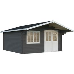 Gartenhaus Palmako "Britta", grau (dunkelgrau, wei&szlig;), ohne Fu&szlig;boden, ohne Dacheindeckung, Massivholz, Gartenh&auml;user, Gartenhaus, verschiedene Farben