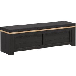 Sitztruhe FORTE, B:135cm H:42cm T:34,8cm, schwarz, Spanplatte, Garten, Sitzb&auml;nke, "Bohol", aufklappbar Stauraum, gepolstert