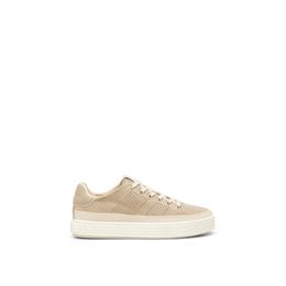 Marc O'Polo MARC O'POLO Damen Sneaker "aus Veloursleder mit Ripsband", Gr. 39, beige, Obermaterial: 100% Leder (Rind), unifarben, Schuhe