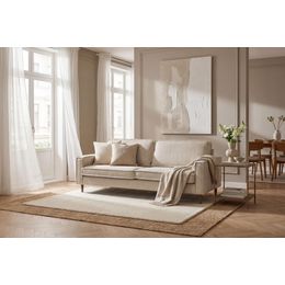 3-Sitzer Home Affaire "Pinto Skandi,Maxi-Ausf&uuml;hrung, 236 cm, Chenille, Struktur", beige (creme), B:236cm H:89cm T:97cm, 100% Polyester, Sofas, mit Keder, Massivholzf&uuml;&szlig;e Eiche ger&auml;uchert, Wellenunterfederung