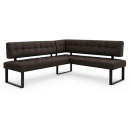 Eckbank Home Affaire, B:207cm H:61cm T:167cm, braun, Massivholz, Metall, Polyester, Esszimmer, Sitzb&auml;nke, "Mia K&uuml;chenbank, Polsterbank,