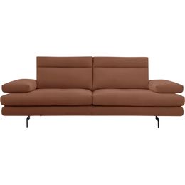 3,5-Sitzer Calia italia, B:228cm H:90cm T:113cm, braun, Leder BULL (100% Leder), Sofas, "Toby Wing, 228 cm breit, italienisches Designsofa,
