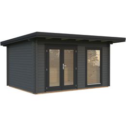 Gartenhaus Palmako "Heidi", dunkelgrau, anthrazit, Fu&szlig;boden im Gartenhaus, ohne Dacheindeckung, Massivholz, Gartenh&auml;user, Gartenhaus, verschiedene Farben
