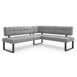 Eckbank Home Affaire, B:207cm H:61cm T:167cm, grau, Massivholz, Metall, Polyester, Esszimmer, Sitzb&auml;nke, "Mia K&uuml;chenbank, Polsterbank, Esszimmerbank,
