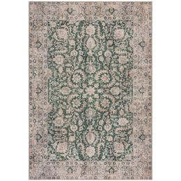 Teppich FLAIR RUGS "Beau Floral", gr&uuml;n, B:115cm H:2mm L:170cm, Kunstfaser, Teppiche, Teppich, Waschbarer Vintage Teppich, Wohnzimmer, Schlafzimmer, Esszimmer