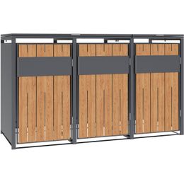 M&uuml;lltonnenbox WESTMANN "Varius 3", anthrazit, holzoptik, B:198cm H:116cm T:80cm, Stahl, Aufbewahrungsboxen, BxTxH: 198x80x116 cm, f&uuml;r 3x240 L M&uuml;lltonnen