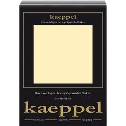 Spannbettlaken Kaeppel "Single Jersey Mako Elasthan", gelb (vanille), L:200cm, Jersey-Elasthan, Obermaterial: 97% Baumwolle, 3% Elasthan, Bettlaken, Spannbettlaken, aus 97% Baumwolle und 3% Elasthan