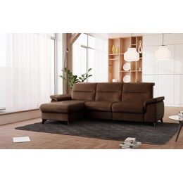 Sit & More Ecksofa SIT & MORE, B:260cm H:91cm T:175cm, braun, 100% Polyester, Wohnzimmer, Sofas, "Astoria L-Form", wahlweise mit motorischer Relaxfunktion