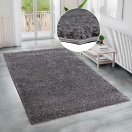 Hochflor-Teppich Bruno Banani "Shaggy Soft" Gr. 7, grau (stone), B:240cm H:30mm L:320cm, Kunstfaser, Teppiche, gewebt, Uni Farben, besonders weich und kuschelig, Kundenliebling