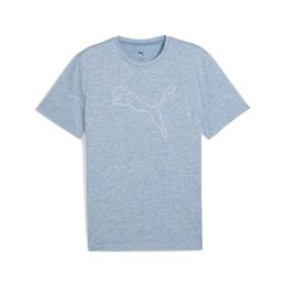 Puma Herren Trainingsshirt "M TAD ESSENTIAL HEATHER CAT TEE (CF LARGE CAT)", blau, Gr. S, Jersey, Obermaterial: 100% Polyester, Shirts, mit