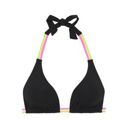 Buffalo Damen Triangel-Bikini-Top "Pop", schwarz, Gr. 44, kontrastfarbene Details, unifarben, Obermaterial: 83% Polyamid, 17% Elasthan. Futter: 100%